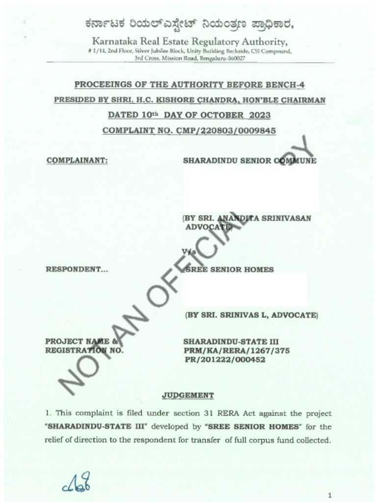New Copy RERA Complaint | PDF