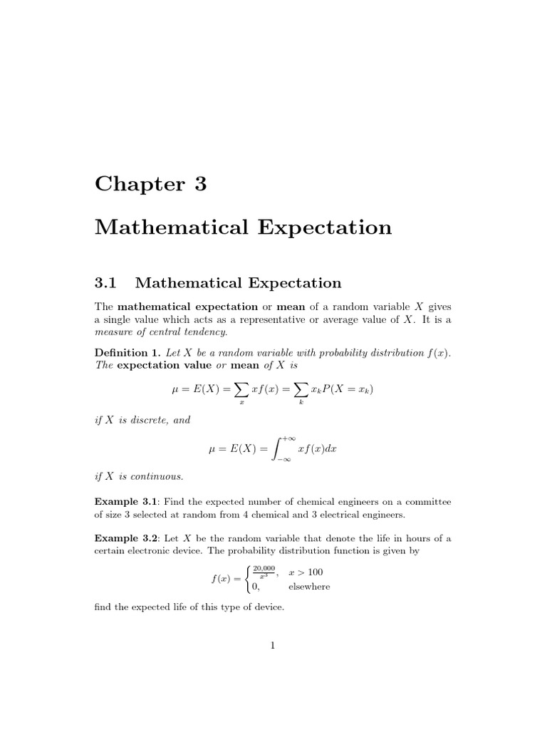Mathematical Expectation and Variance | PDF | Variance | Random Variable