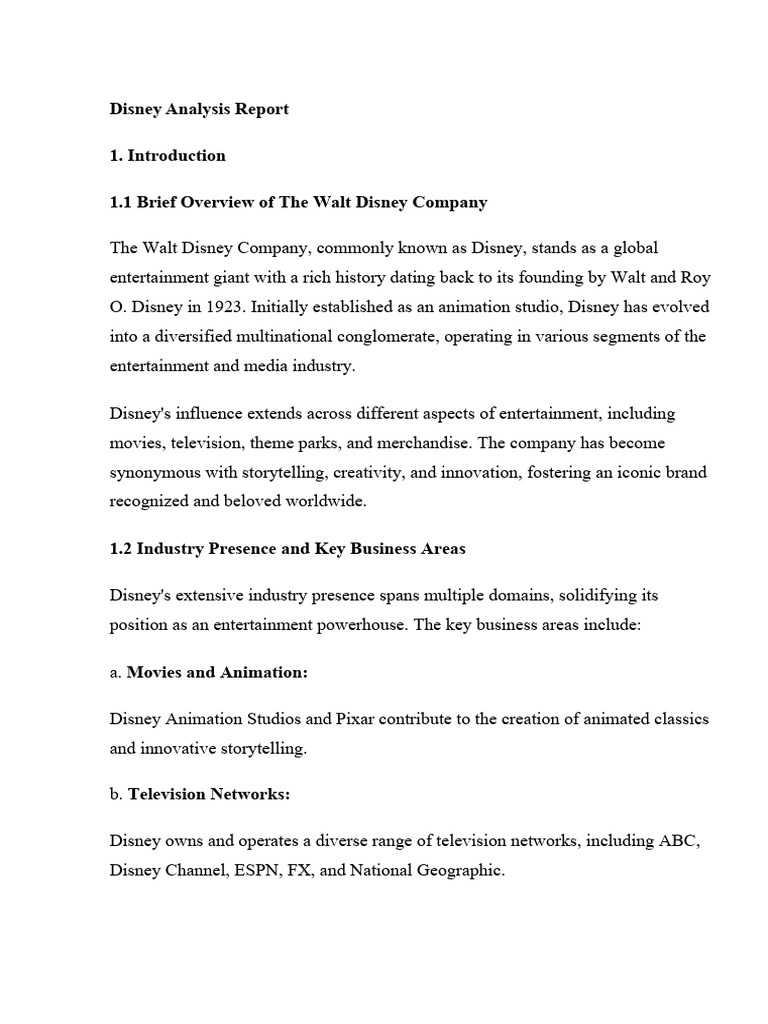 Disney Analysis Report | Download Free PDF | The Walt Disney Company ...