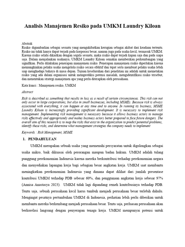 Analisis Manajemen Resiko | PDF