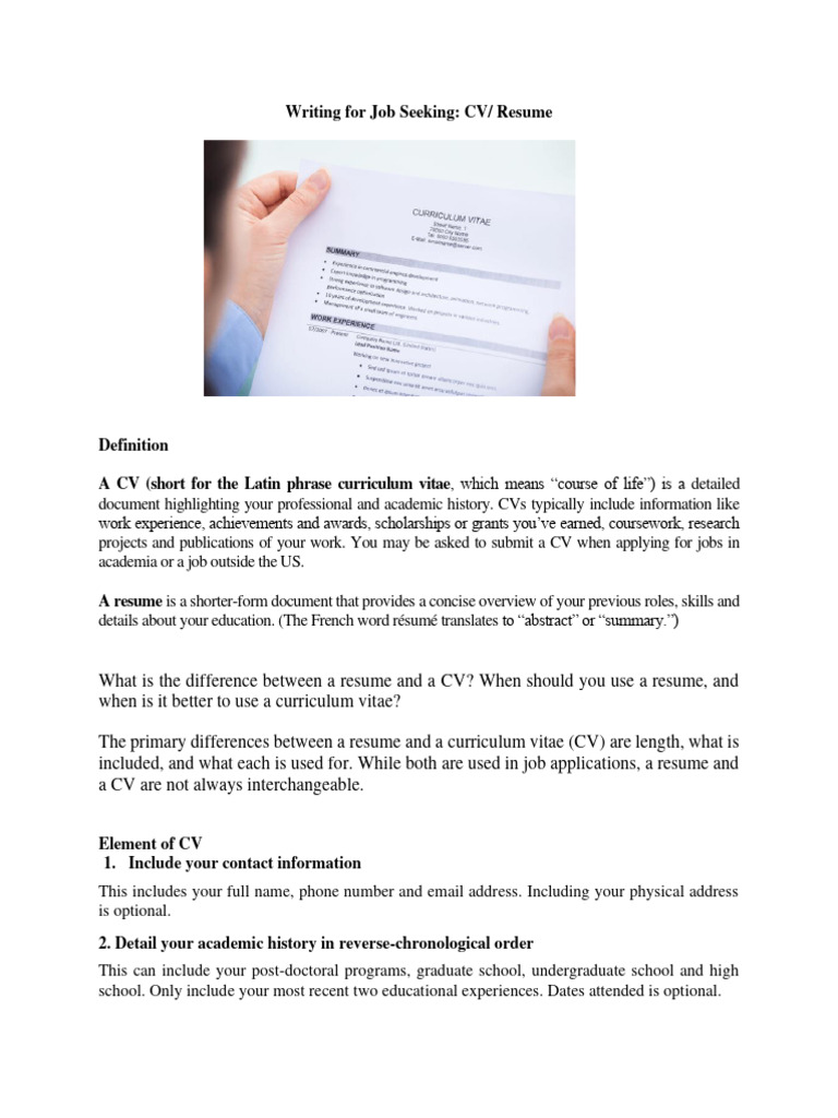 Handout CV | PDF | Résumé