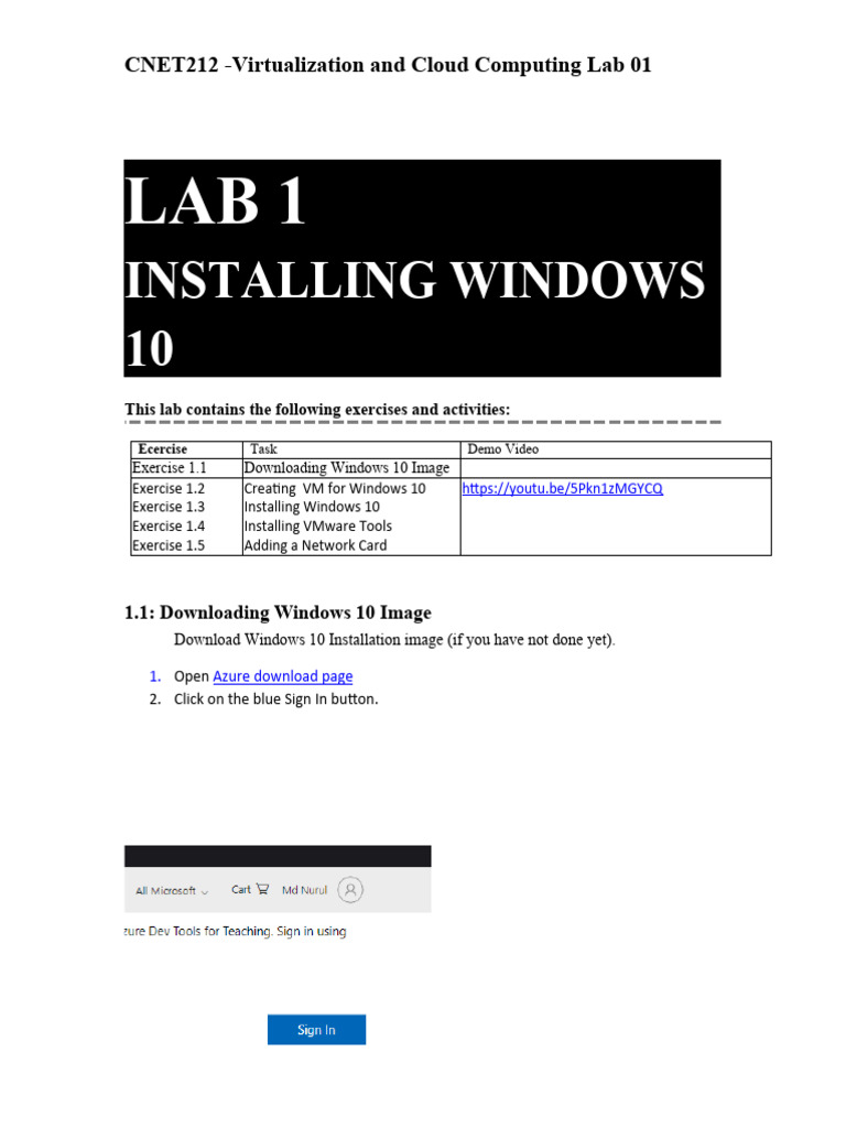 Lab01 Installing Windows Os Pdf Microsoft Windows Windows 10