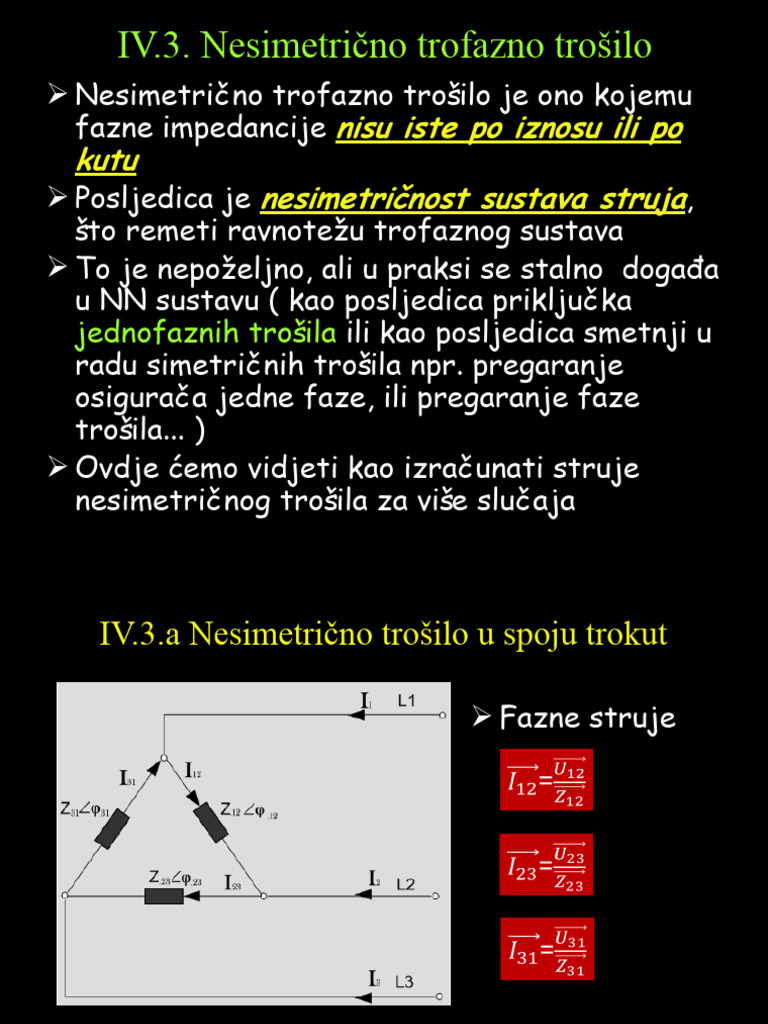 IV.3.a. Trofazni sustav - nesimetrično trošilo - spoj trokut (1) | PDF