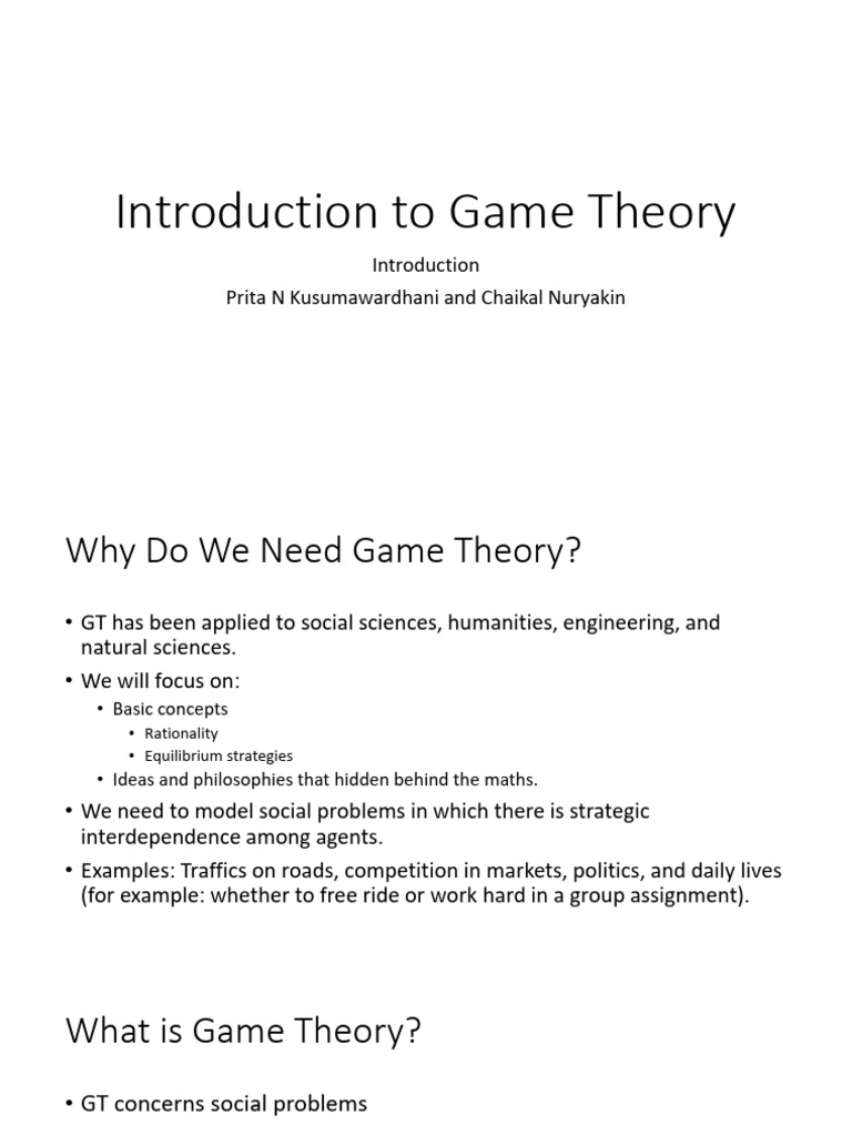 Lecture 0 Introduction | PDF | Game Theory | Rationality