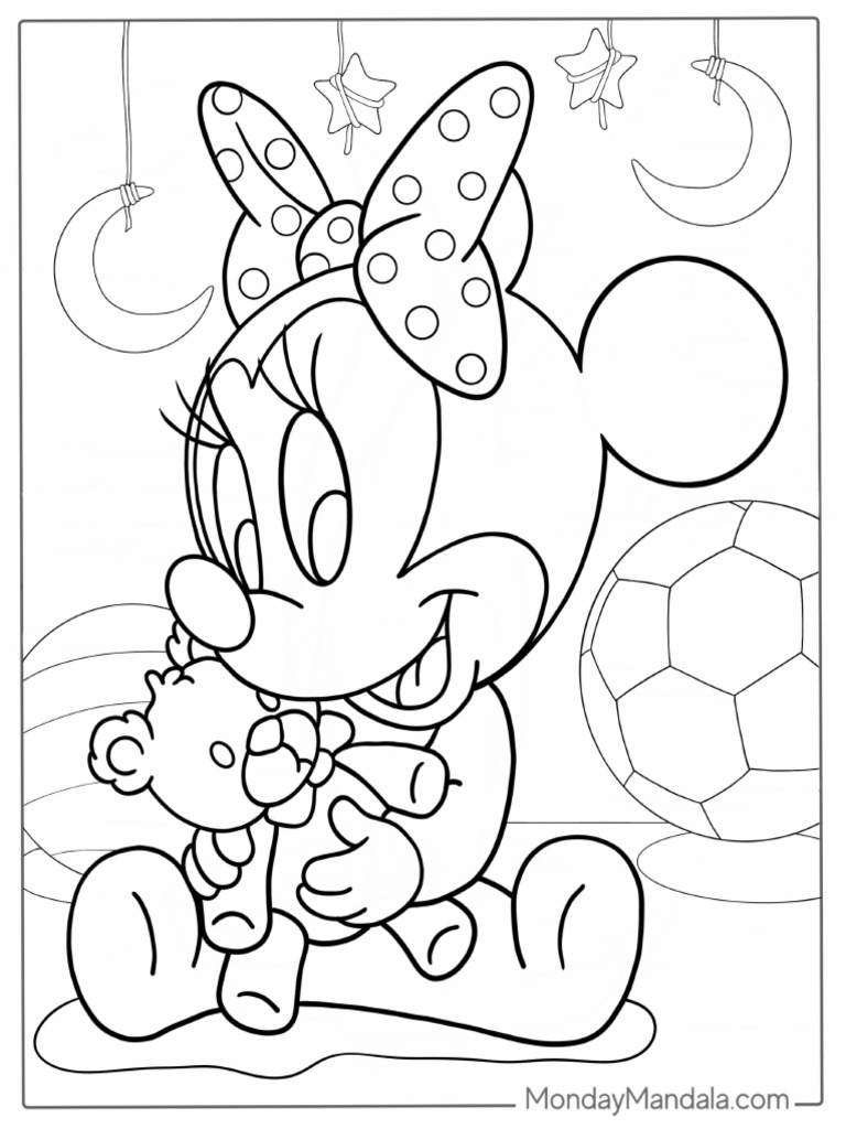 Cute Baby Minnie Mouse Coloring Page For Kids | PDF