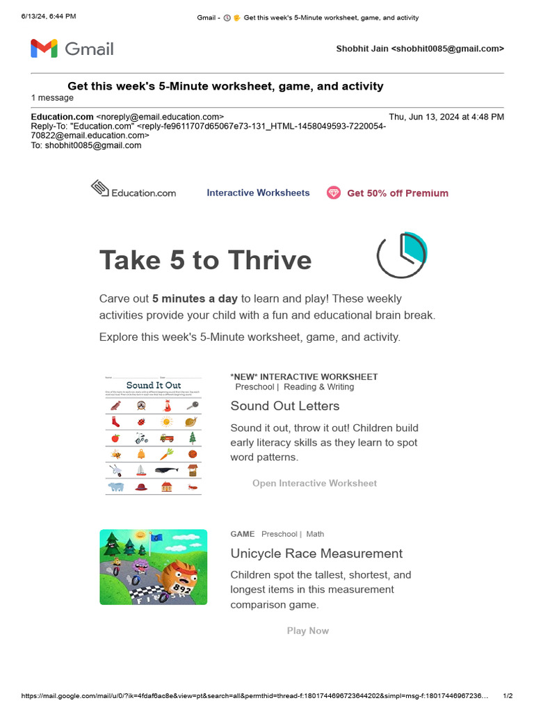 ?? Get This Week's 5-Minute Worksheet, Game, and Activity | PDF | Wellness