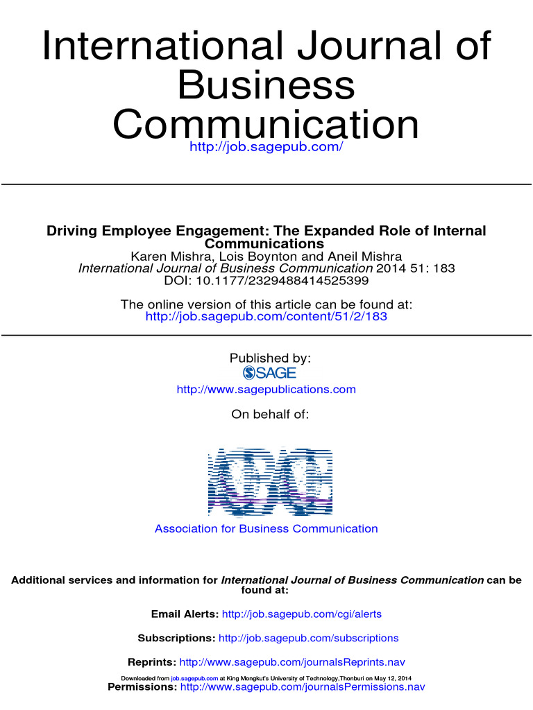 Driving Employee Engagement The Expanded Role of Internal ...