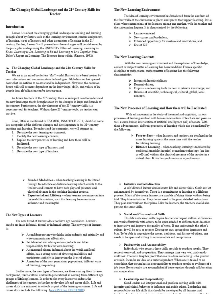 The Changing Global Landscape and The 21st Century Skills For Teacher | Download Free PDF ...