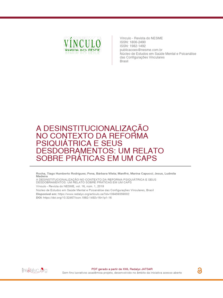 Desinstitucionalização na Reforma Psiquiátrica | PDF | Saúde mental ...
