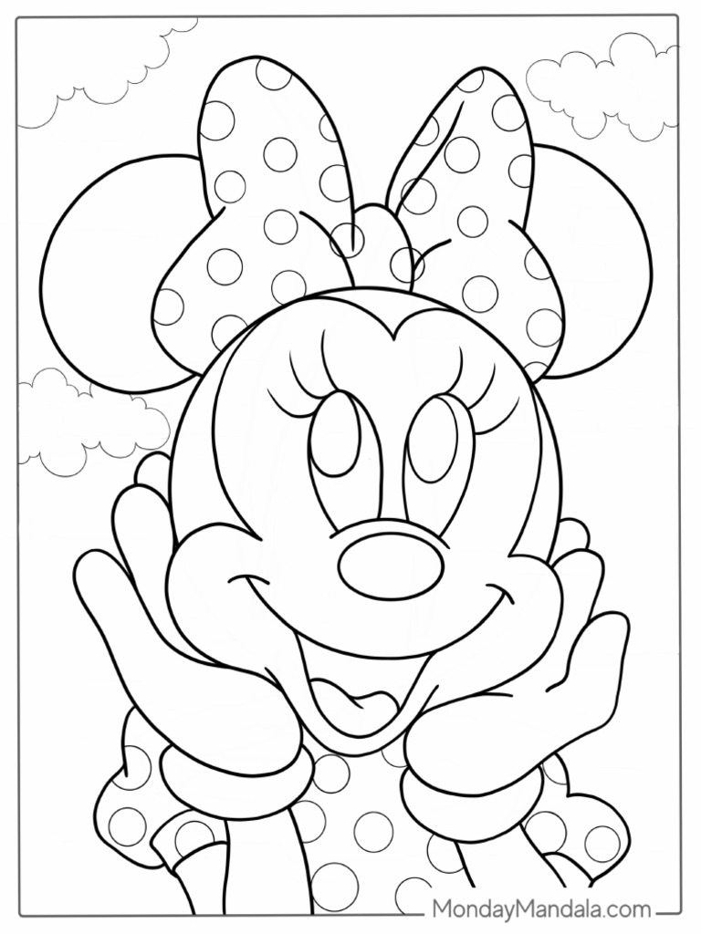 Blushing Minnie Mouse Coloring Page | PDF