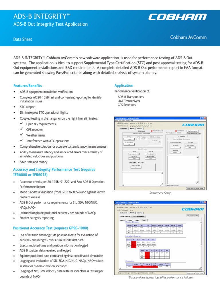 ADS-B INTEGRITY App 1110DS Data Sheet Iss6 | PDF | Computing | Computer ...