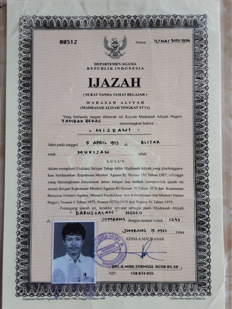 Ijazah Bapak | PDF