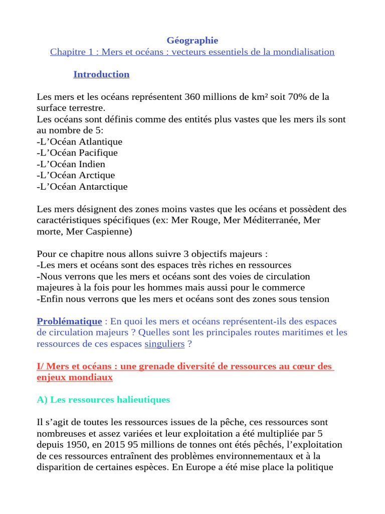 Chapitre 1 - Mers Et Ocã©ans | PDF | Arctique | Mer