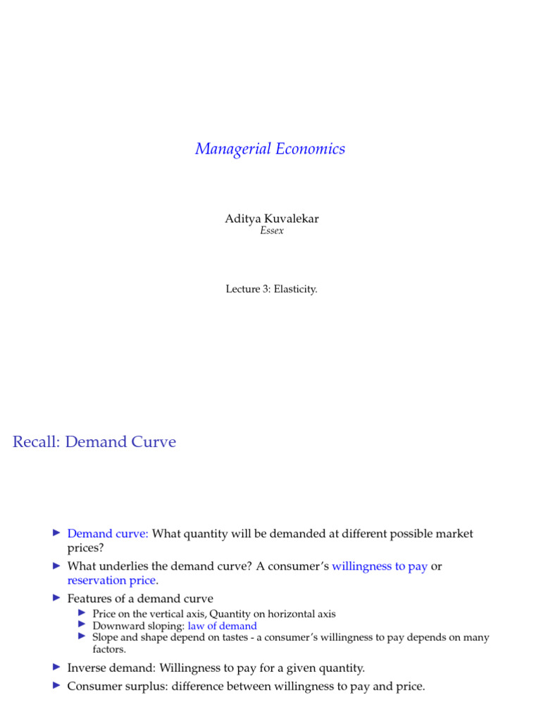 MGEC Slides Lecture 3 | PDF | Elasticity (Economics) | Demand