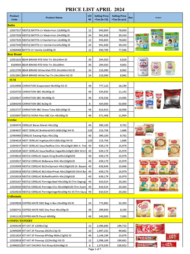 Price List April 2024 | PDF | Drink | Coffee