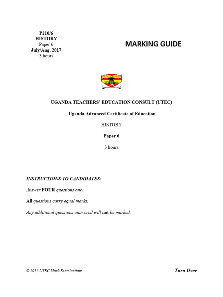 UTEC Marking Guide History p6 | PDF | Plantation | Africa