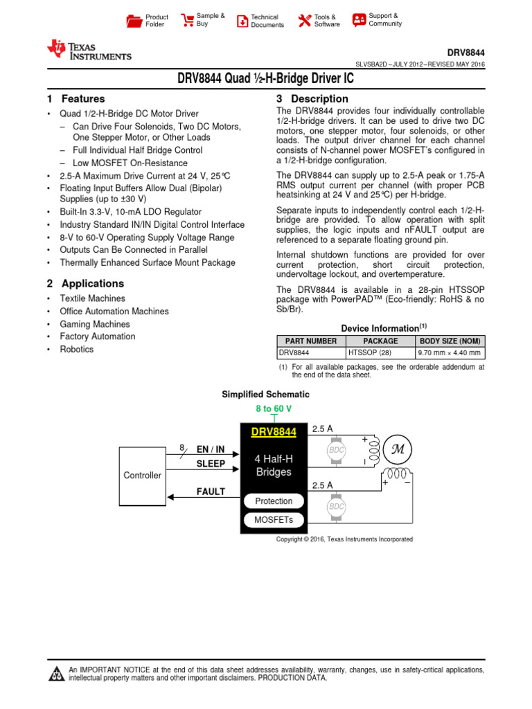 DRV 8844 | PDF | Manufactured Goods | Electrical Engineering