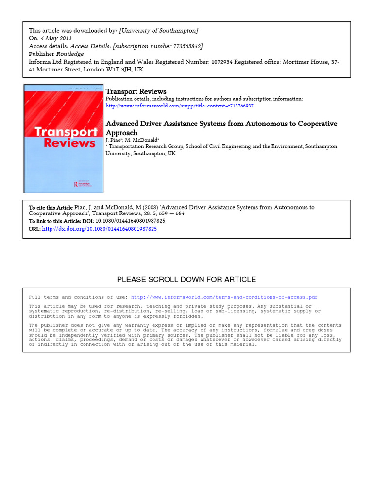 Advanced Driver Assistance Systems From Autonomous To Cooperative ...