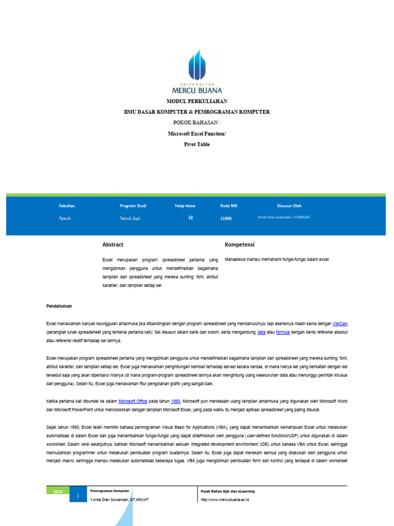 Modul Pemrograman Komputer (TM10) | PDF | Metode & Bahan Ajar | Komputer