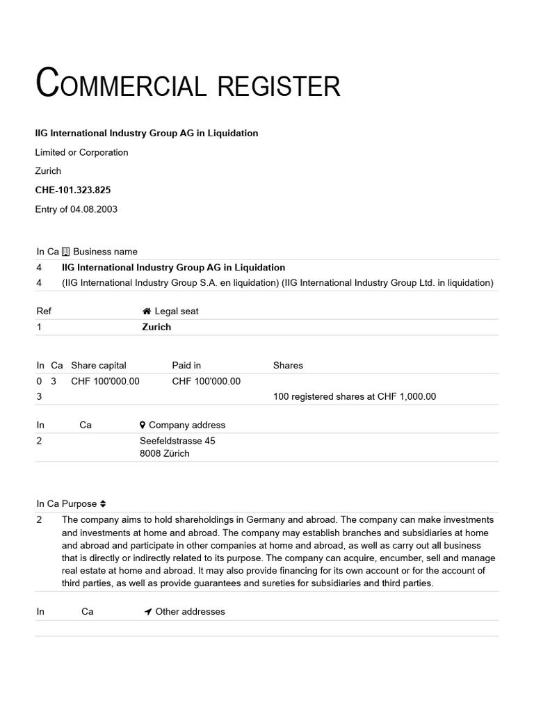 IIG International Industry Group AG in Liquidation | PDF | Companies ...