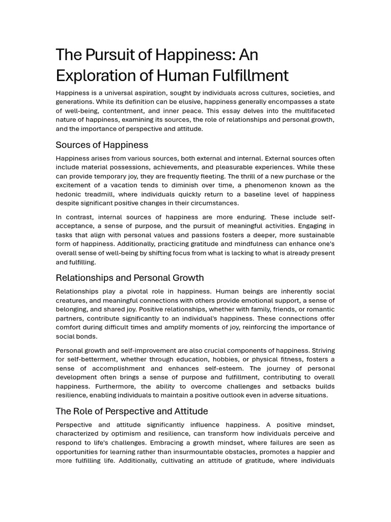 Exploring Sources of Lasting Happiness | PDF | Happiness | Mindset