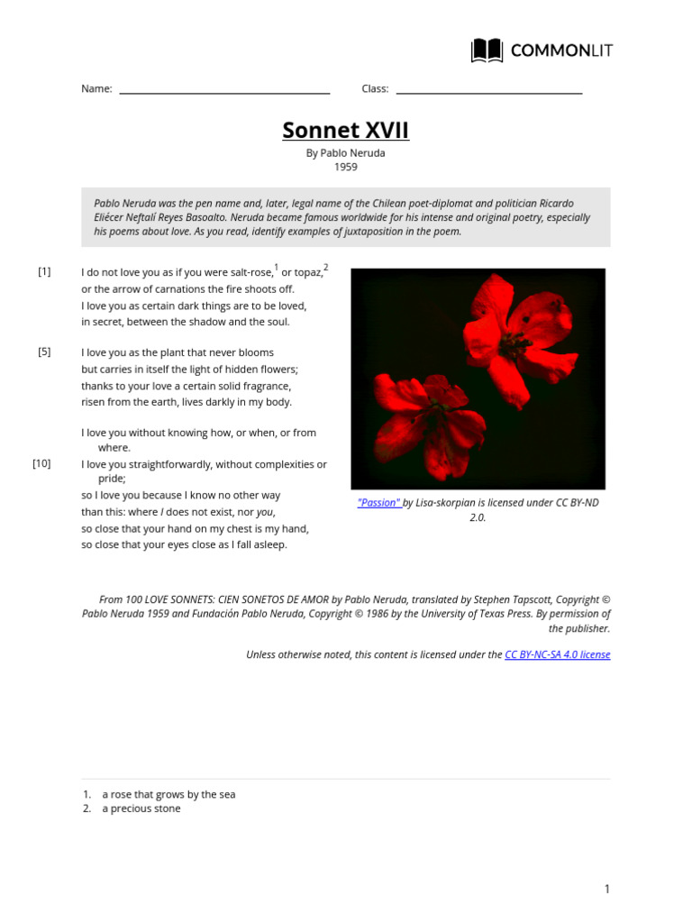 Sonnet - XVII Teacher 12 | PDF | Poetry