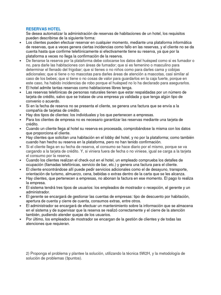 Pregunta 2 | PDF | Hotel