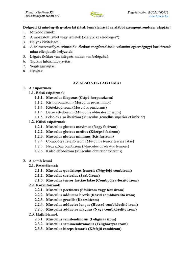 Az Also Vegtag Izmai Gyakorlatok-1 | PDF