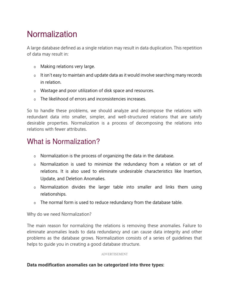 Normalization | PDF | Computing | Data