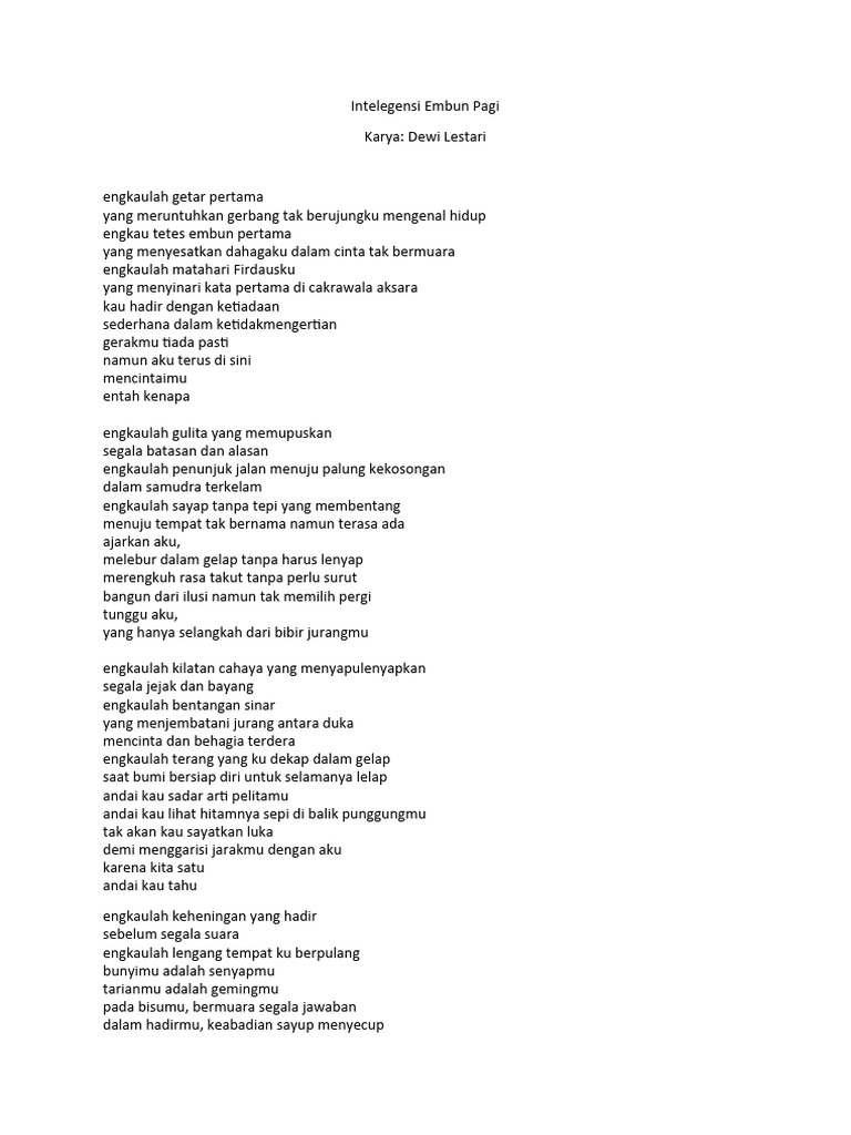Intelegensi Embun Pagi | PDF | Puisi