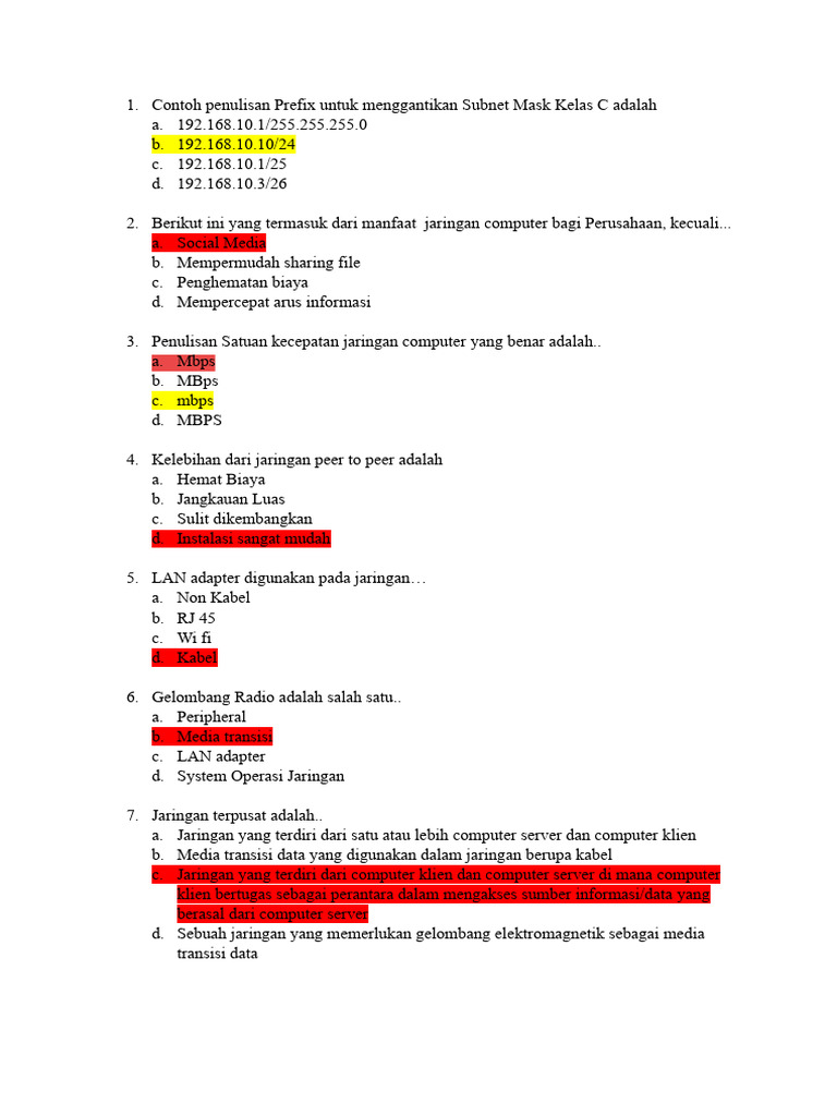 Pilgan Jarkom | PDF | Komputer | Teknologi & Rekayasa