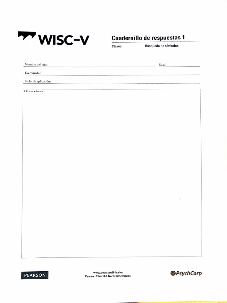 Wisc V Cuadernillo de Respuestas 1 | PDF