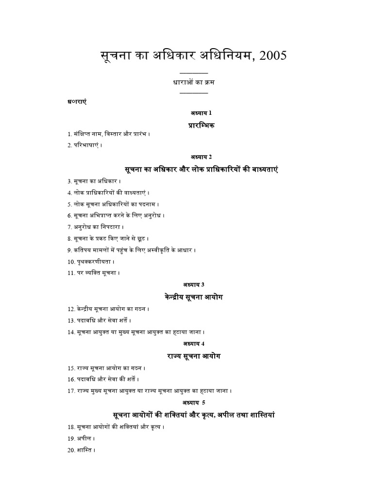 Rti Act 2005 Updated-Hindi | PDF