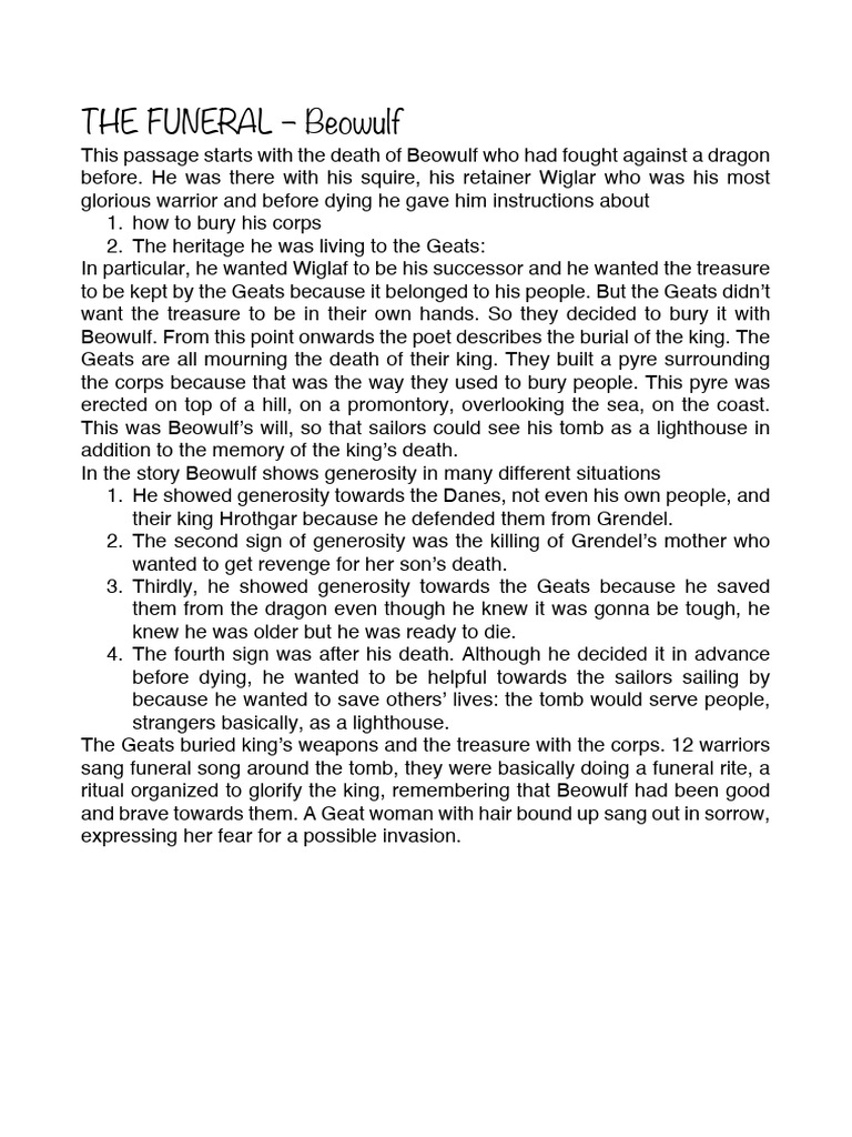 The Funeral | PDF | Beowulf | Germanic Heroic Legends