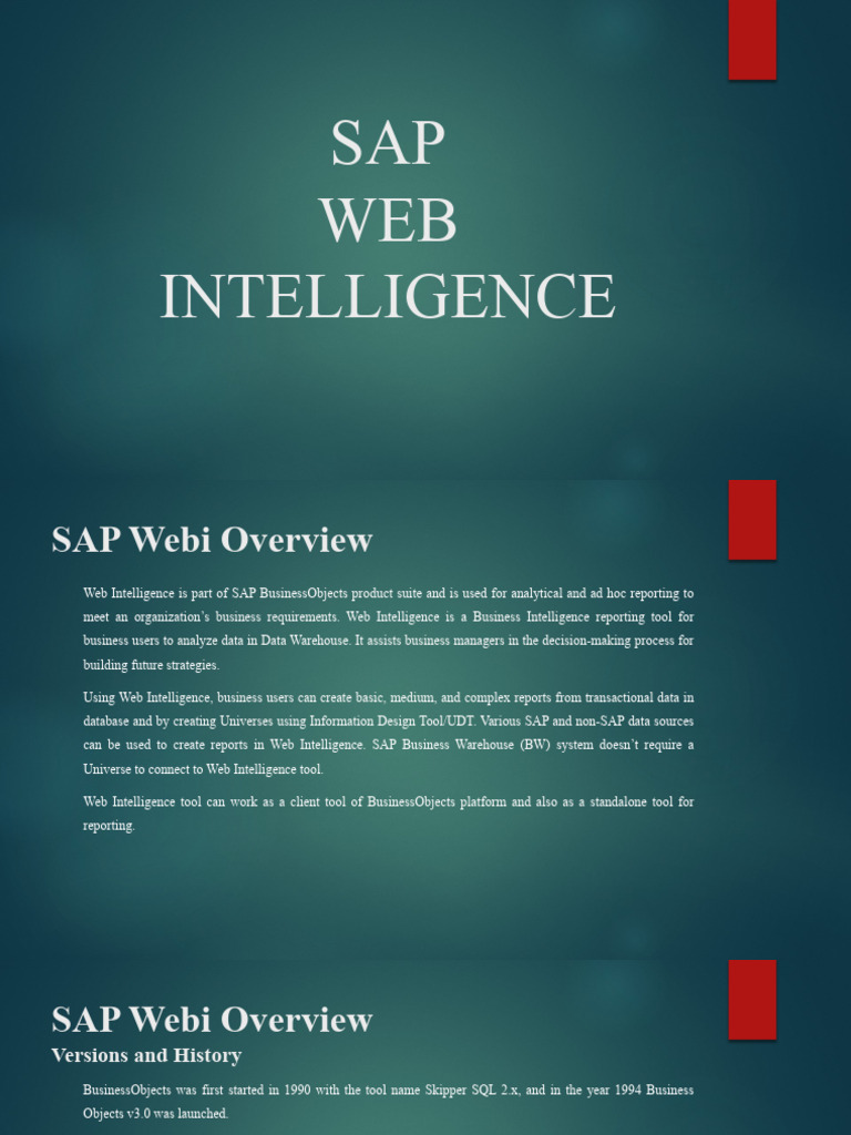 SAP Web Intelligence Overview and Features | PDF | World Wide Web ...