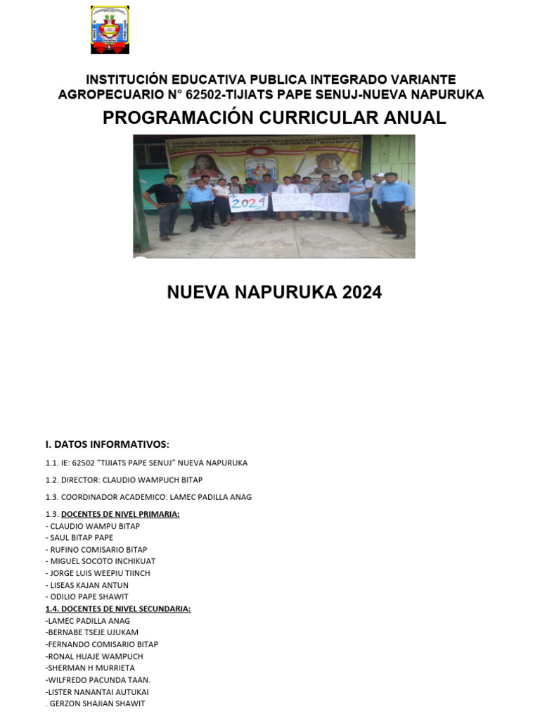 Programación Curricular Anual 2024-Primaria | PDF | Aprendizaje | Las emociones
