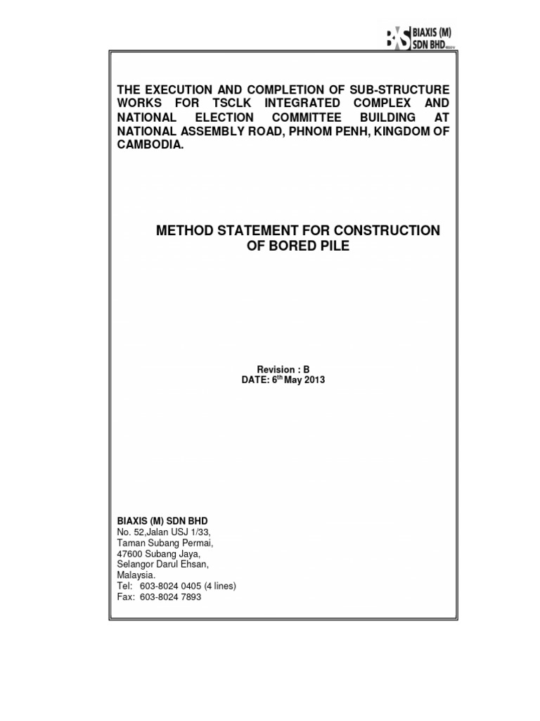 Bored Pile Construction Method | PDF | Deep Foundation | Drilling Rig