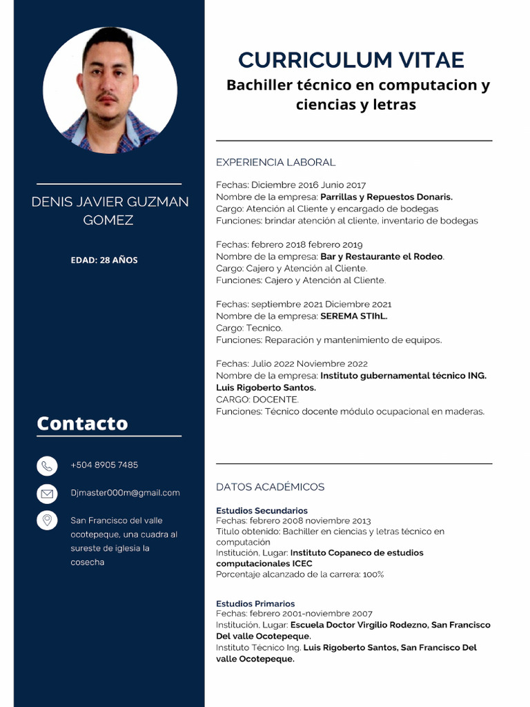 Currículum Corporativo Minimalista Azul Marino | PDF
