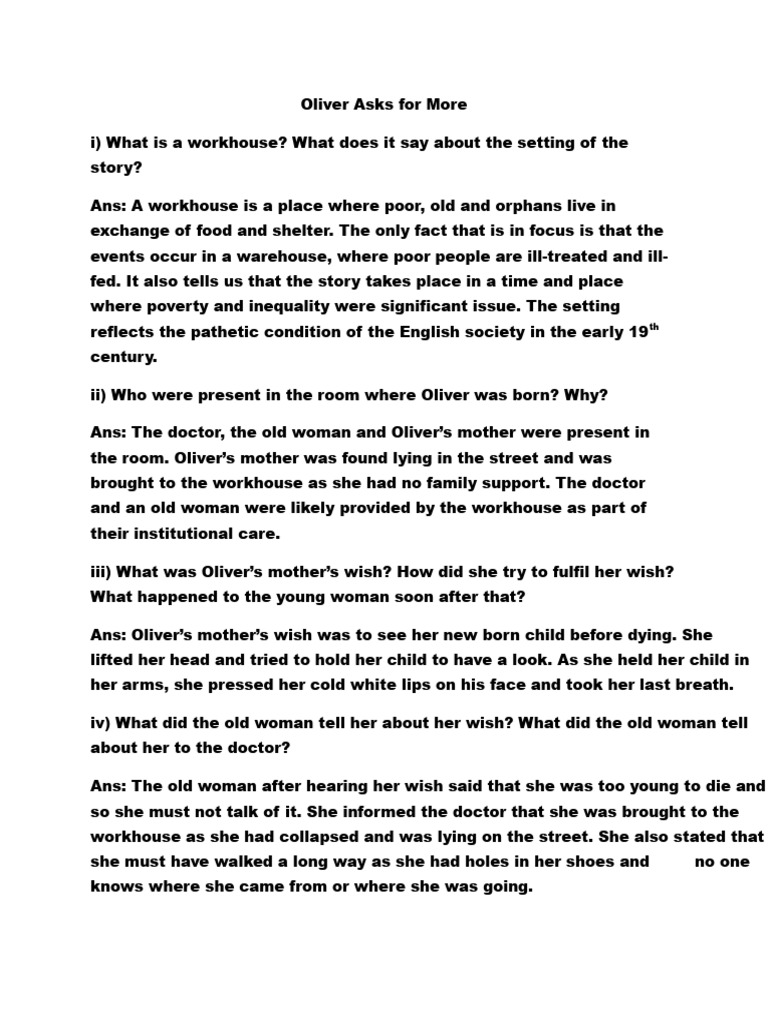 OLIVER ASKS FOR MORE | PDF | Oliver Twist