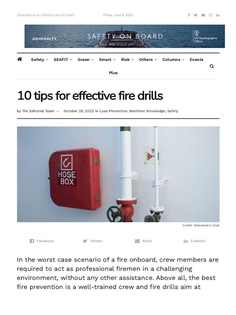 10 Tips For Effective Fire Drills - SAFETY4SEA | PDF | Firefighting ...