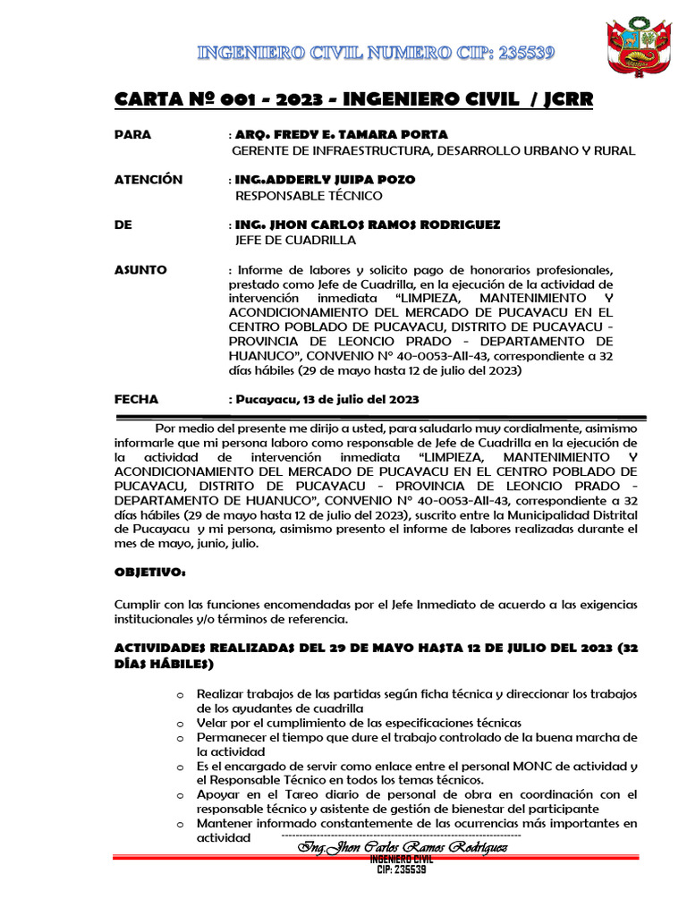 Informe de Lanbores Jhon Ramos | PDF