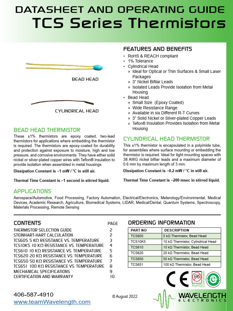 Tcs Series Thermistors | PDF | Electrical Resistance And Conductance