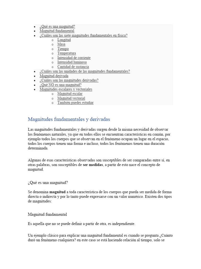 Qué Es Una Magnitud | PDF | Temperatura | Cantidad