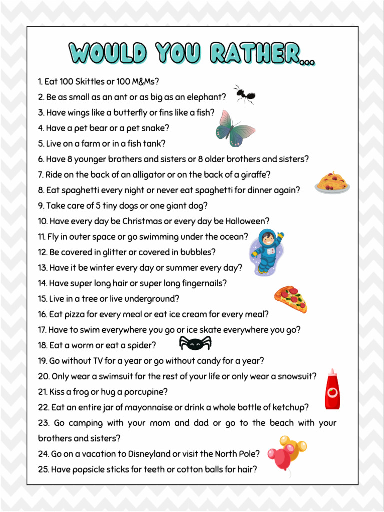 Would You Rather... | PDF | Cooking, Food & Wine | Language Arts ...