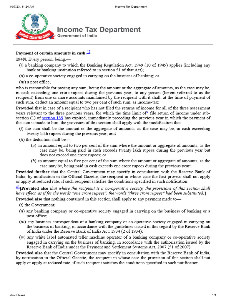 194N | Download Free PDF | Income Tax | Government Finances