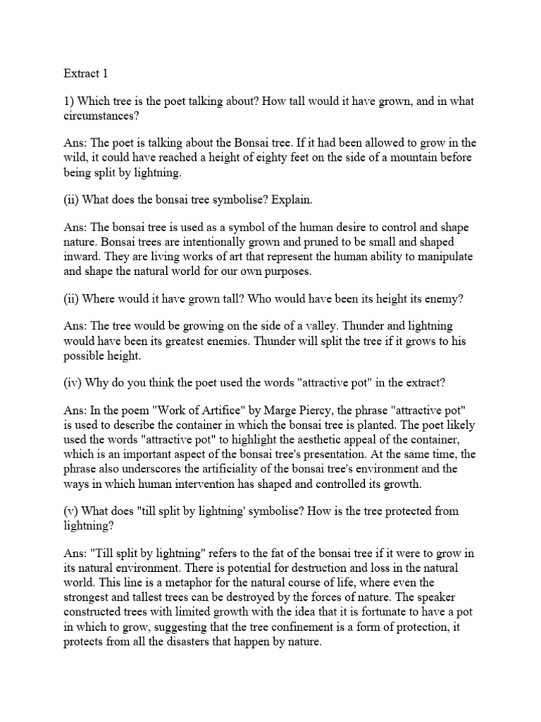 A Work of Artifice (Work Book Answers) | PDF | Bonsai | Trees