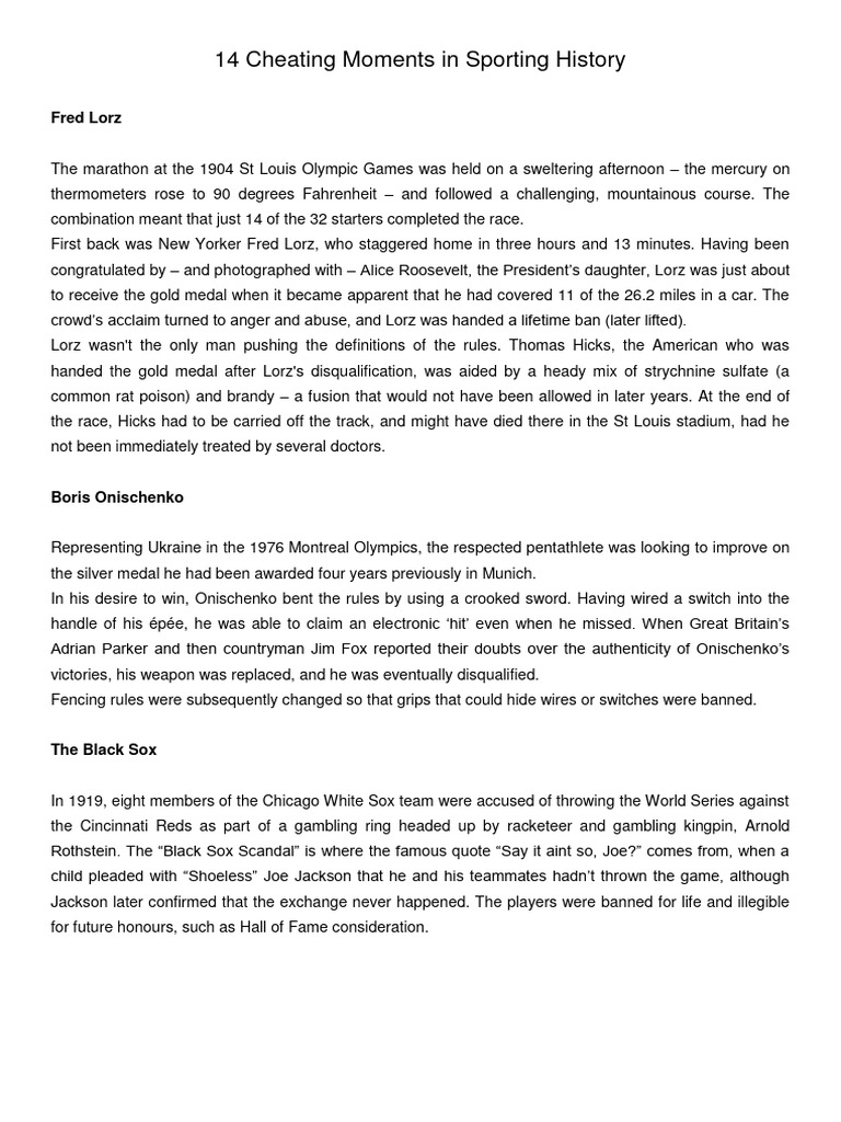 14 Cheating Moments in Sporting History | Download Free PDF | Doping In ...