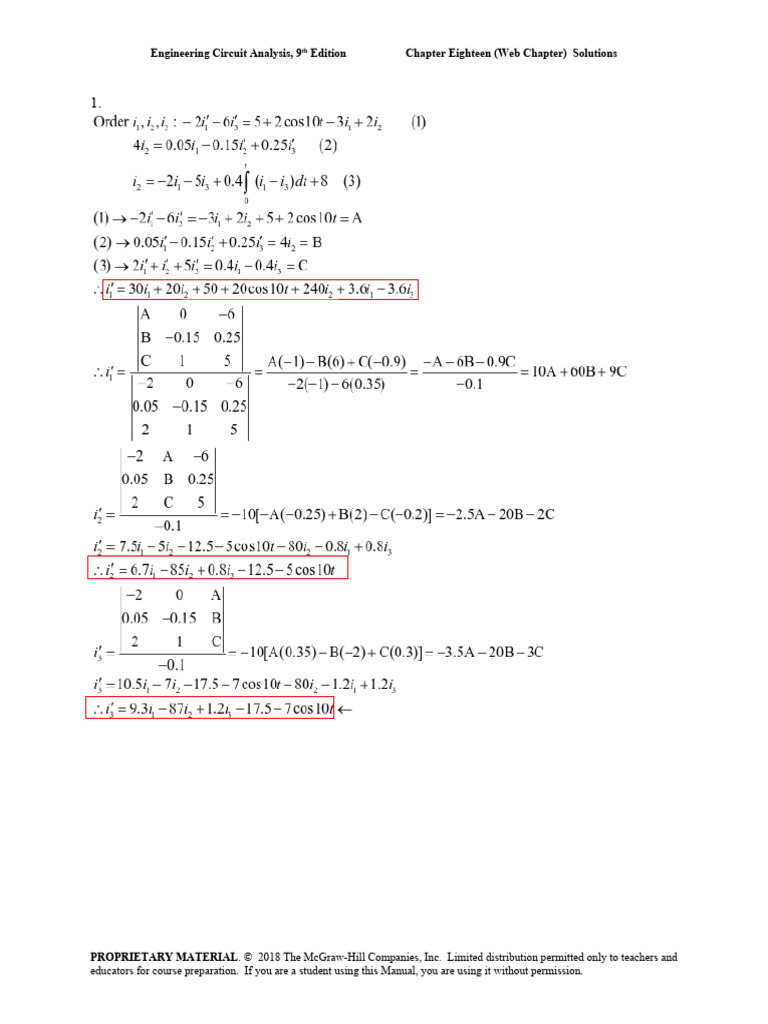 Engineering - Circuit - Analysis - 9th Solutions - CH - 18 - Online ...