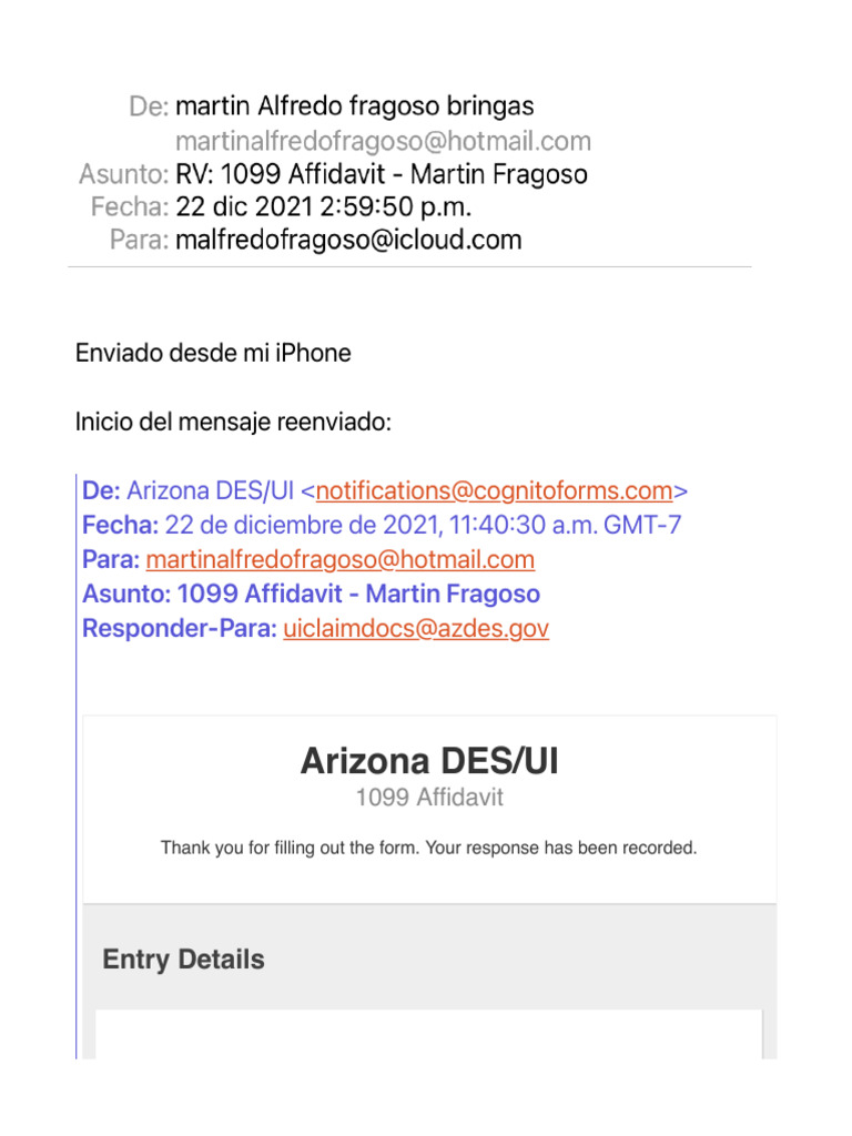 RV 1099 Affidavit - Martin Fragoso | PDF