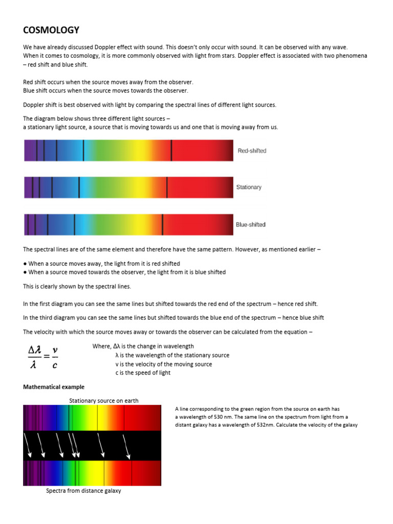 Cosmology IGCSE | PDF | Redshift | Universe